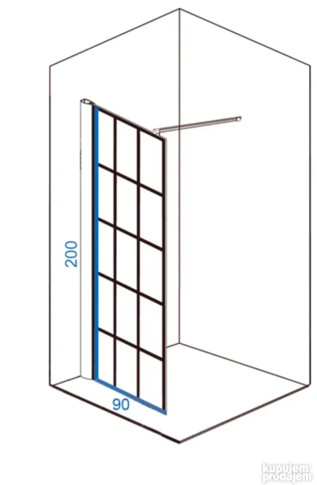 Tuš stena-stakleni paravan- BLACK 8mm NOVOOO - KupujemProdajem