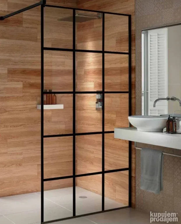 Tuš stena-stakleni paravan- BLACK 8mm NOVOOO - KupujemProdajem