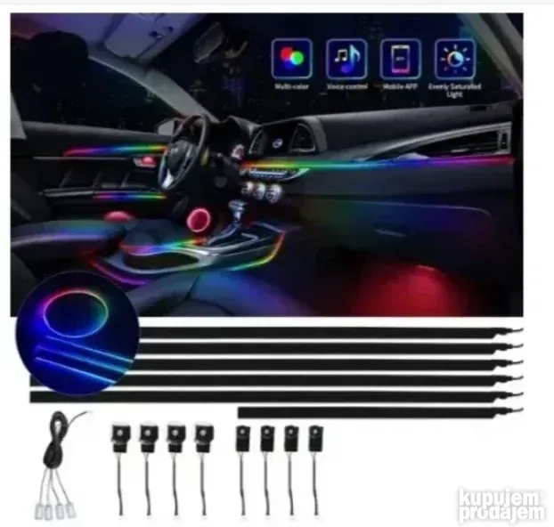 RGB LED ambijent niti za enterijer 64 boje 4 moda - KupujemProdajem