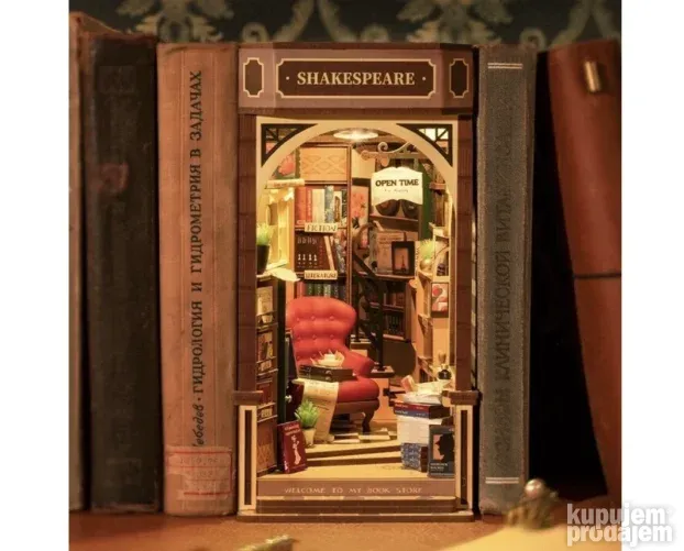Rolife Robotime Shakespeare držač za knjige sa led svetlima ...
