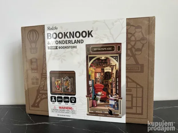 Rolife Robotime Shakespeare držač za knjige sa led svetlima ...