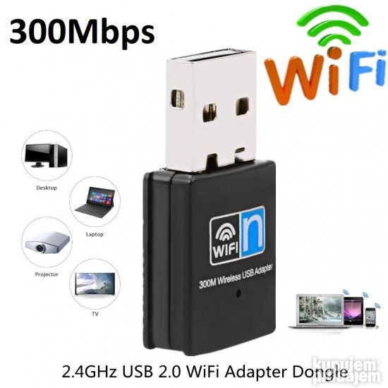 WIFI USB 300Mbps/600Mb WiFi4 bežična wireless mrežna kartica - KupujemProdajem