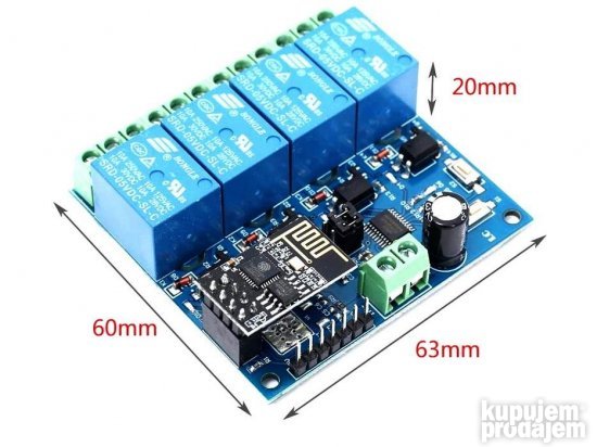 ESP8266 WiFi relejni modul 4 kanala 5V 10A - KupujemProdajem