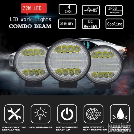 LED FAR Radni 72W 12V-24V okrugli - KupujemProdajem