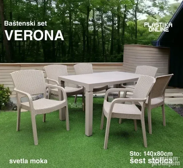Bastenski set - sto 140x80cm i 6 stolice Verona, NOVO, AKCIJ ...