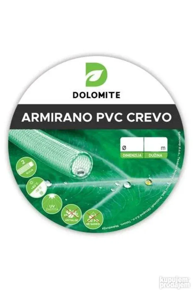 Armirano PVC crevo zeleno Dolomite 50 m - KupujemProdajem