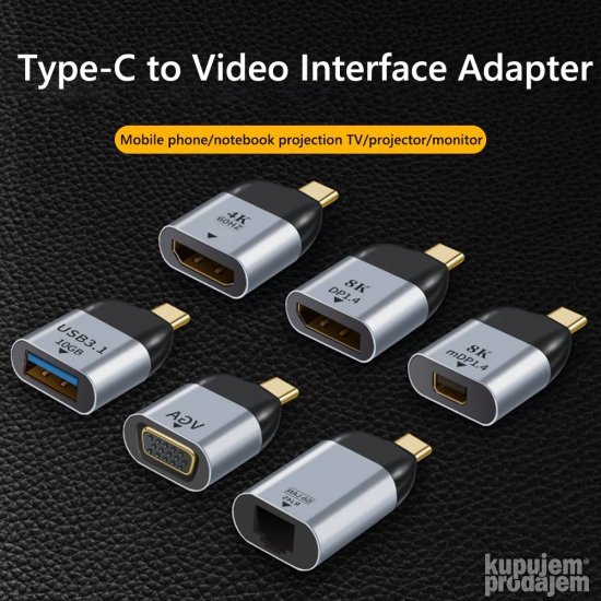 USB-C adapteri 8K DP i MDP, HDMI 4K/60, Gb LAN RJ45,VGA,usbc ...