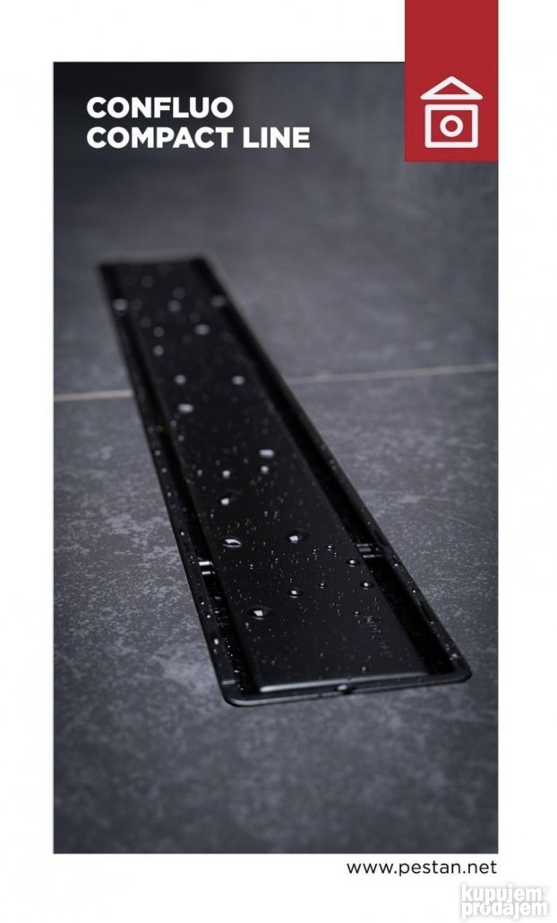 Linijski slivnik Confluo Compact Line crni mat Peštan - KupujemProdajem