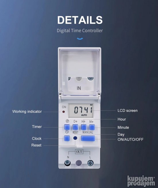 Relay timer - nedeljni tajmer prekidac 220V 30A - KupujemProdajem
