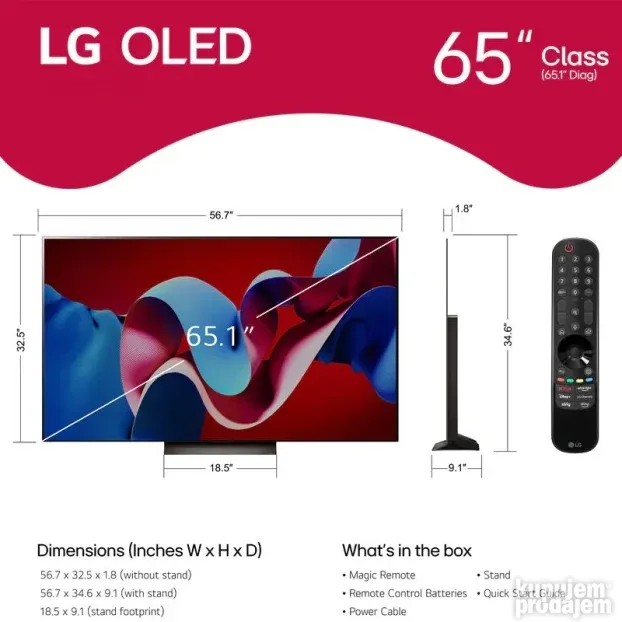 65" LG OLED evo AI C4 4K 144Hz Smart TV 2024 OLED65C41LA UHD - KupujemProdajem