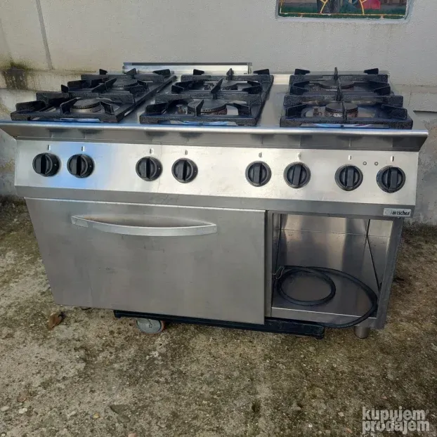 Sporet na plin 6 topova + rerna na struju Bartscher" - KupujemProdajem