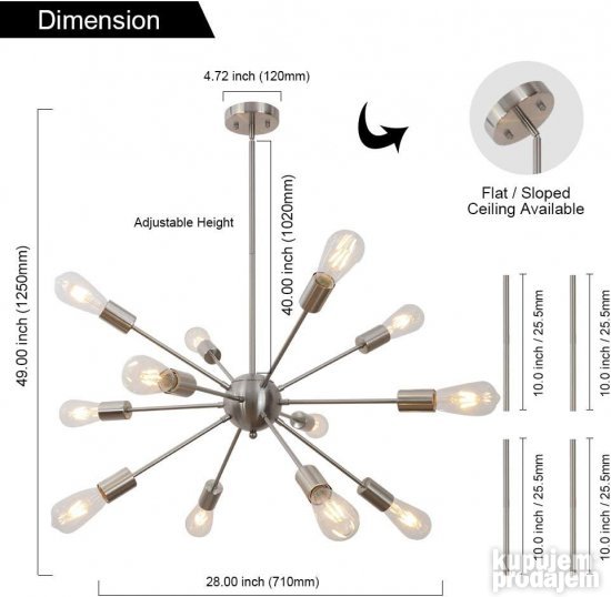 Sputnik luster 12 svetla prelep moderan - KupujemProdajem