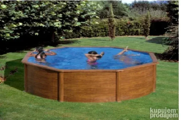 GRE montažni nadzemni/ukopni bazen WOOD SET D350X1,2m - KupujemProdajem