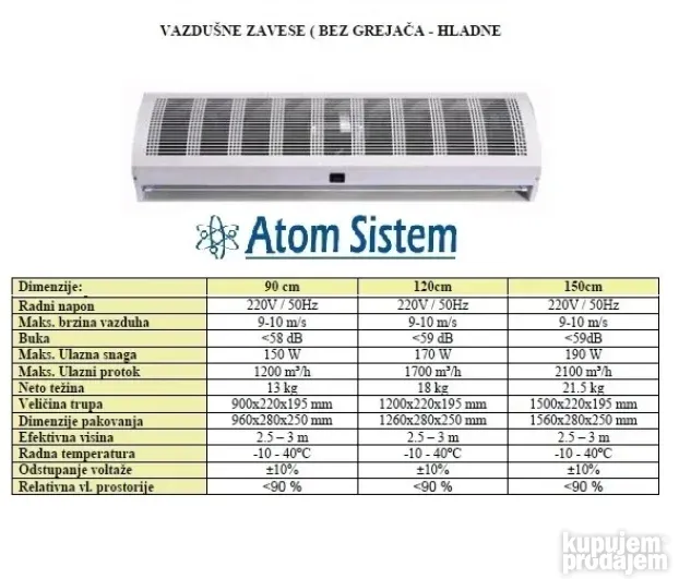 Vazdušne zavese - 120 cm NOVO - KupujemProdajem