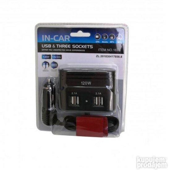 Punjac sa 2 USB i 3 ulaza za upaljace za auta i kamione - KupujemProdajem