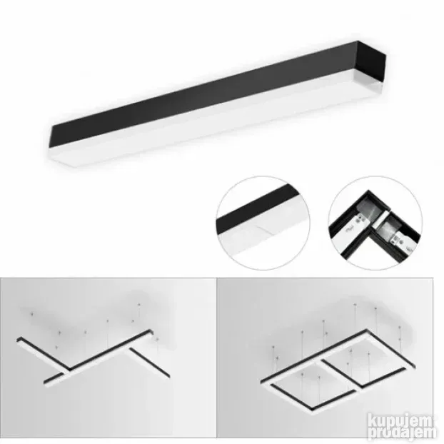 CRNA 60W CCT LED linearna svetiljka (visilica ili nadgradna ...