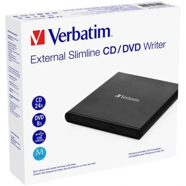 VERBATIM 53504 External Slimline CD/DVD Writer black - KupujemProdajem