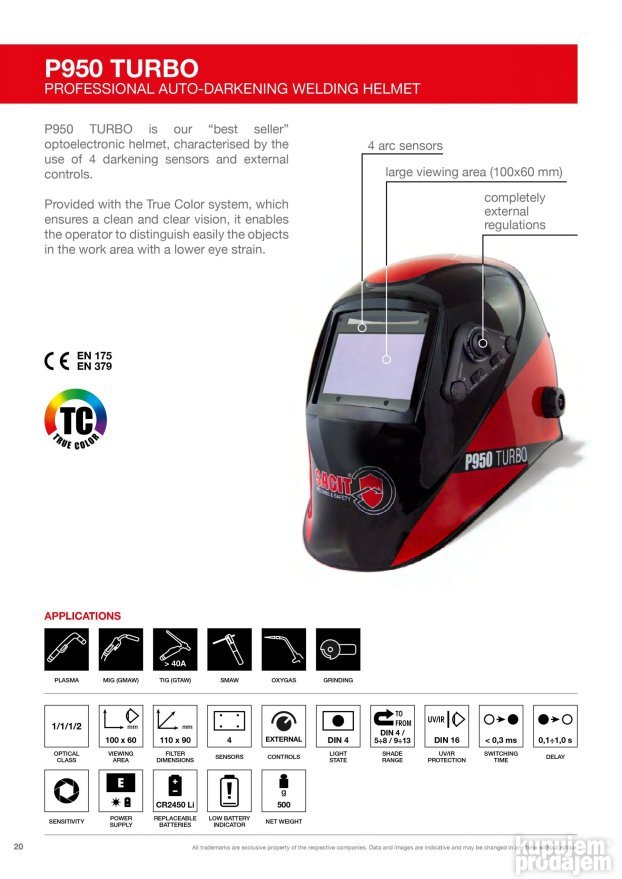 Maska Za Zavarivanje Naglavna Automatska P950 TURBO - KupujemProdajem