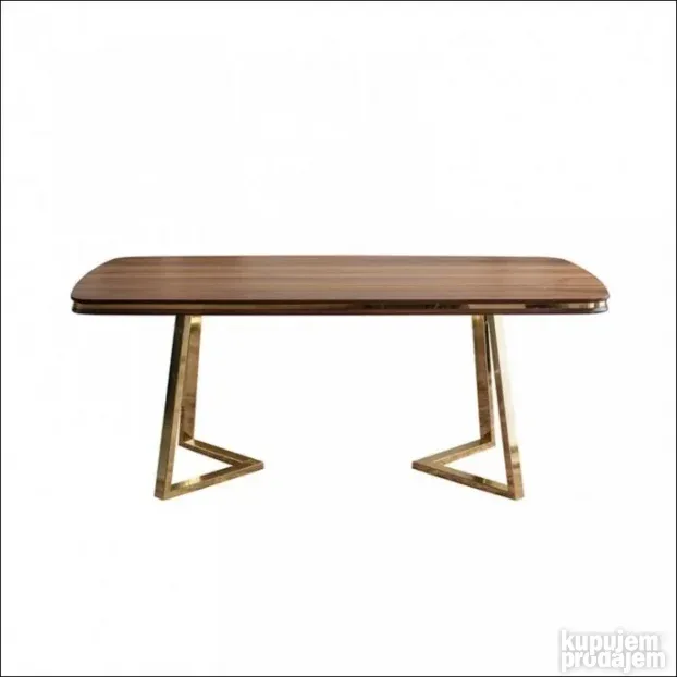Trpezarijski sto Lisabon MDF Furnir Orah/Gold noge 770-713 ...