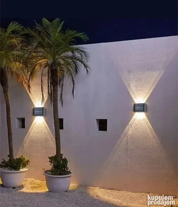 Solarne zidne lampe 12 led dijoda obostrane 2 komada paket ...