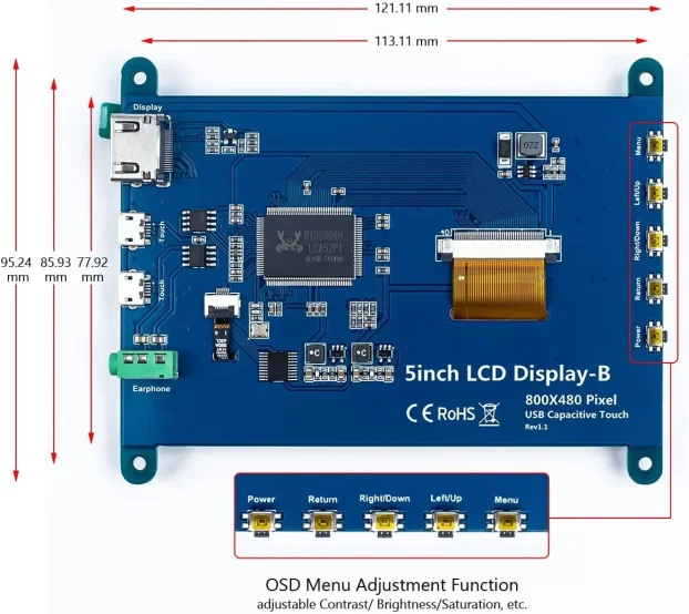 IPS LCD ekran od 5 inča osetljiv na dodir za Raspberri Pi - KupujemProdajem