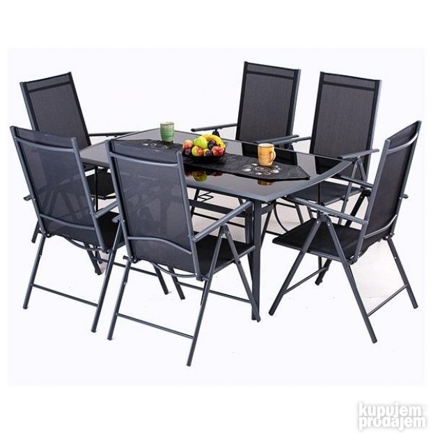 Baštenski setovi - sto sa staklom i 6 stolica - sklopivih - KupujemProdajem