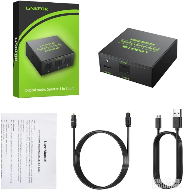 LiNKFOR Digital Optical Audio 1x3 Splitter Digital SPDIF Tos ...
