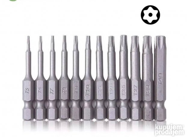 TORX bitovi T5 - T40 šestougaoni SET 12 KOMADA 50mm - KupujemProdajem