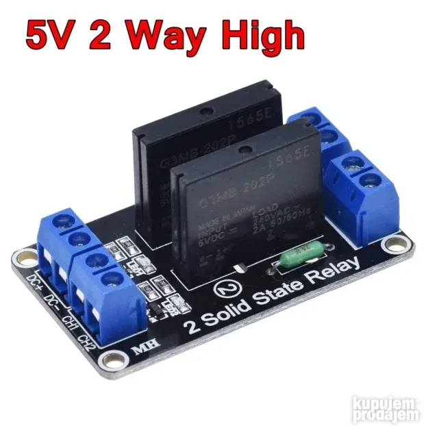 5V 2 Kanala SSR Modul 250V 2A HIGH ZA Arduino - KupujemProdajem