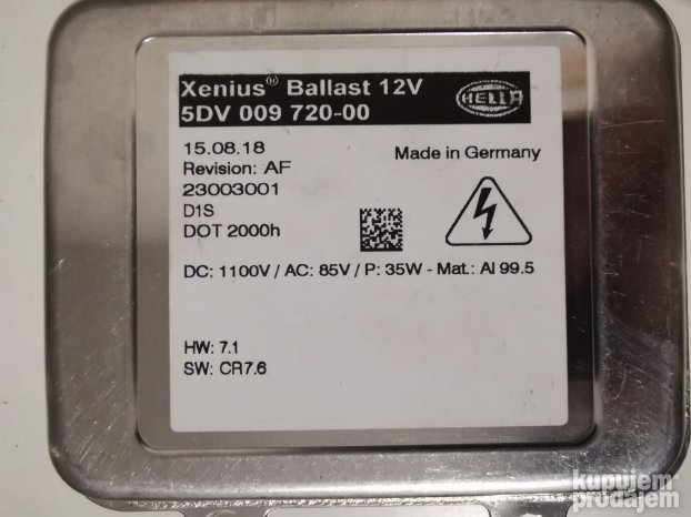 Opel Insignia A balast Xenon fara Hella original 720 00 - KupujemProdajem