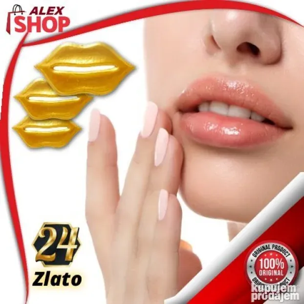 100% Bio kolagen maska za usne sa 24k zlatom -3komada - KupujemProdajem