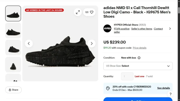 ADIDAS x Cali DeWitt NMD S1 DIGI CAMO BLACK Low ~ 48 - KupujemProdajem