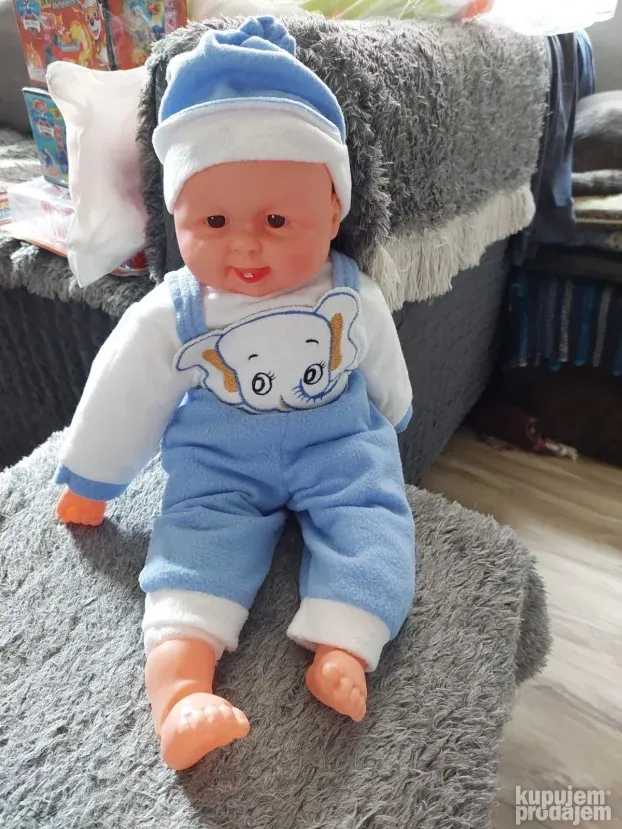 Plava Vesela Beba NOVA Velika Happy Baby Lutka Koja se Smeje ...