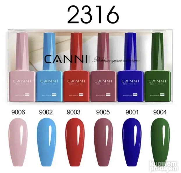 CANNI gel lakovi Set sadrzi 6 gel lakova razlicitih boja. - KupujemProdajem