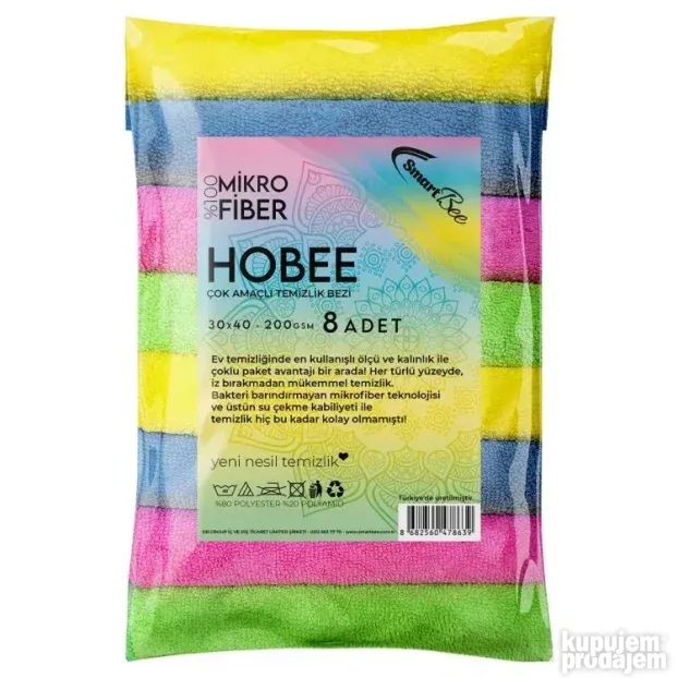 Hobee Mikrofiber krpe za ciscenje 40x40cm 265GSM / 8 KOM - KupujemProdajem