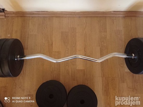 Kriva šipka NOVO sa štipaljkama za 150kg EZ Ima na stanju - KupujemProdajem