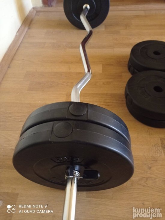 Kriva šipka NOVO sa štipaljkama za 150kg EZ Ima na stanju - KupujemProdajem