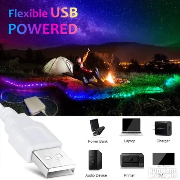 rgb usb led traka 5m za pozadinsko osvetljenje samolepljiva ...
