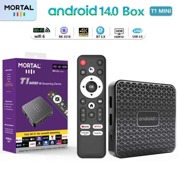 Mortal Smart TV Box T1 Mini Android 14 sa 4K podrškom i Dual ...