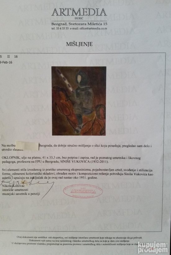 Sinisa Vukovic, "Oklopnik" struč. misljenje, Snizeno - KupujemProdajem