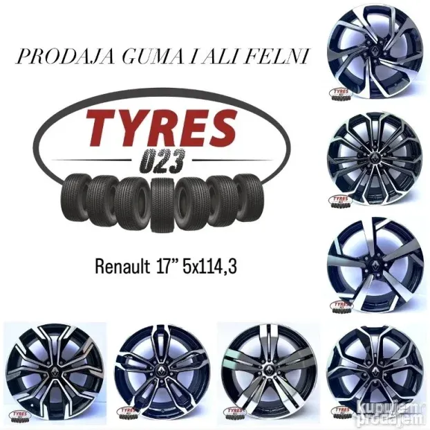 Alu felne Renault 17" 5x114.3 - NOVO- GARANCIJA -RAČUN! - KupujemProdajem