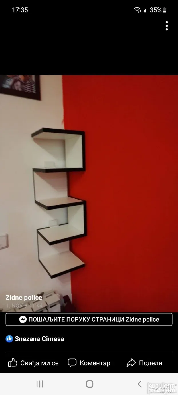 Zidna ugaona police bela crni kant SVET POLICA 2023 - KupujemProdajem