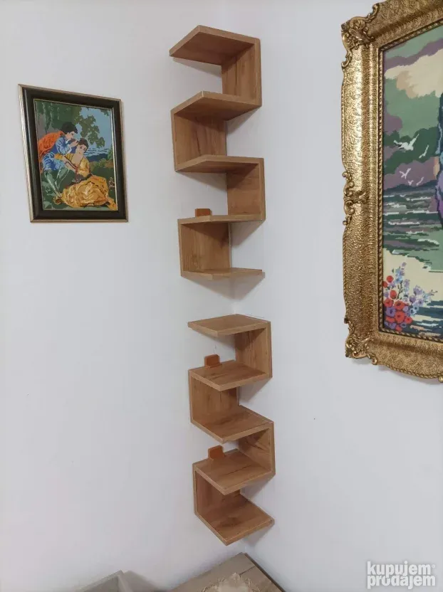 Zidna ugaona police bela crni kant SVET POLICA 2023 - KupujemProdajem