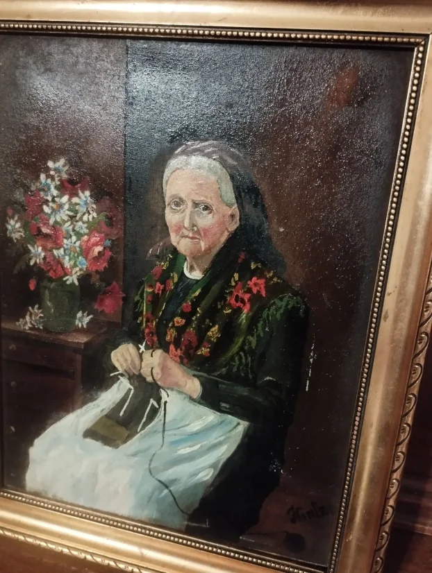 Portret stare majke kako hekla -27x20cm.starija slika - KupujemProdajem