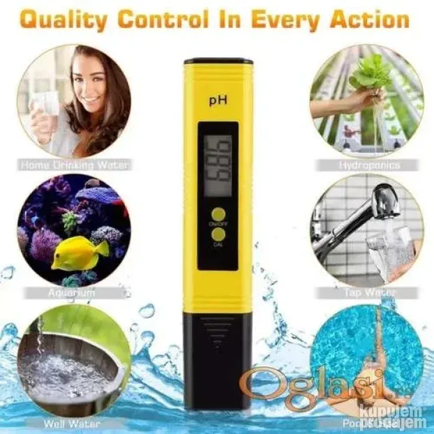 PH metar merac za vodu +puferi+baterije+automat. kalibracija ...