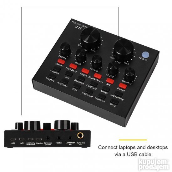 V8 Audio External USB Sound Card effect mixer - KupujemProdajem