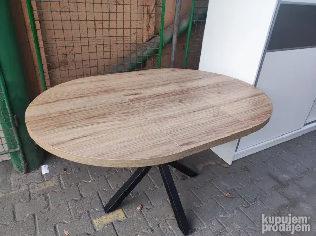 Okrugli sto, fi 100cm, hrast univer, razvlacenje 40cm - KupujemProdajem