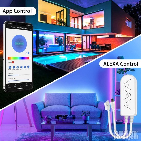 Smart Wi-Fi RGB LED traka 5metara + senzor za zvuk - KupujemProdajem