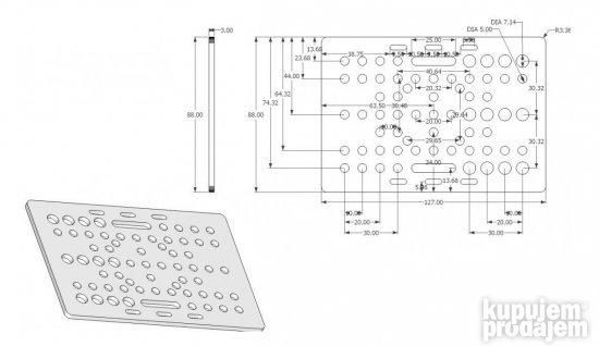 Noseća ploča sa rupama Openbuilds 127x88 - KupujemProdajem