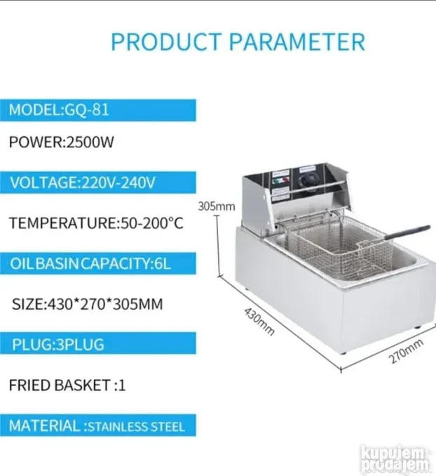 Friteza Elektricna friteza 6l Friteza na ulje Friteza - KupujemProdajem
